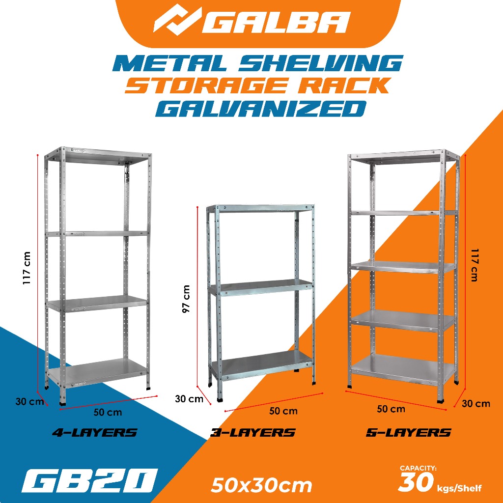 GALBA All Metal Storage Shelving GB Adjustable 5 Layer Steel Rack ...
