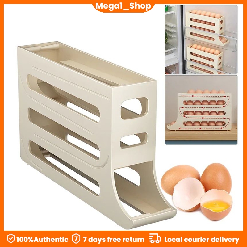 4 Tier Refrigerator Egg Storage Automatic Scrolling Egg Holder Egg ...