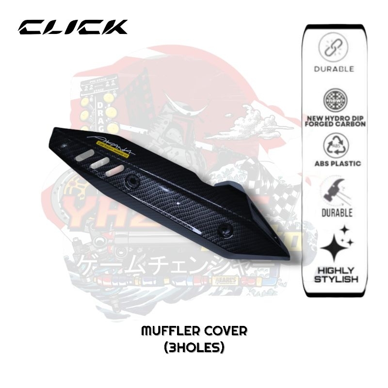 Honda click v2 & v3 muffler cover hydro dip carbon glossy finish abs ...