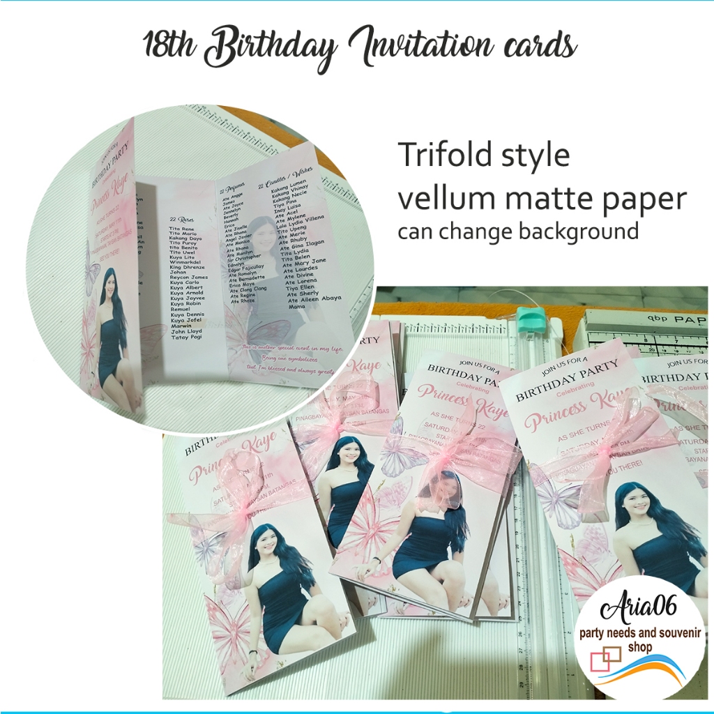 trifold invitation card for 18th birthday | Shopee Philippines