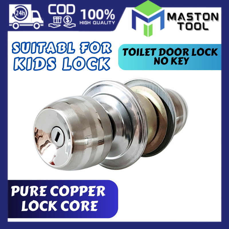 No Key door lock Round Handle Stainless Steel Doorknob Bathroom ...