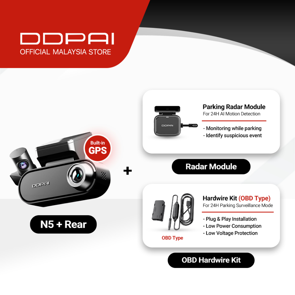 DDPAI N5 Dual DashCam 4K Ultra HD GPS Mapping D² Dual-Channel Storage Super Capacitor | Shopee ...
