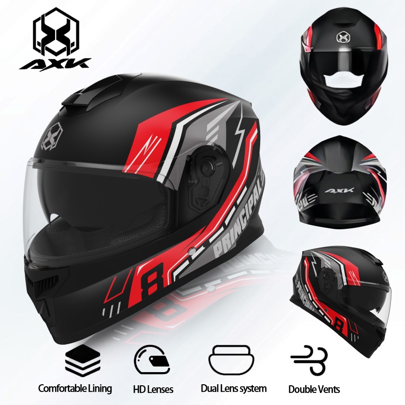 AXK 557 Hurricane HD Dual Miorr Motorcycle Full Face Helmet With ICC ...