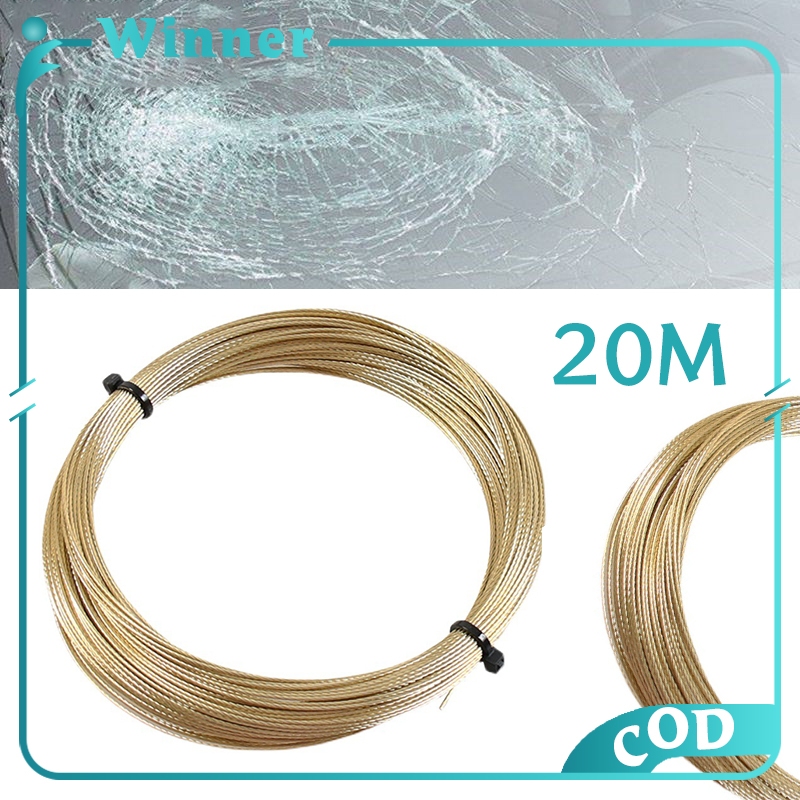 20M Windshield Cutting Wire Car Window Removal Install Steel Wire Rope ...