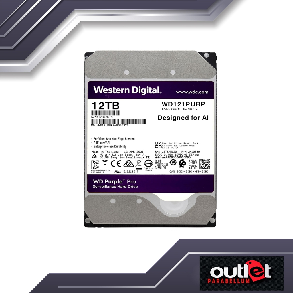 Western Digital 12TB WD Purple Surveillance Internal Hard Drive HDD ...