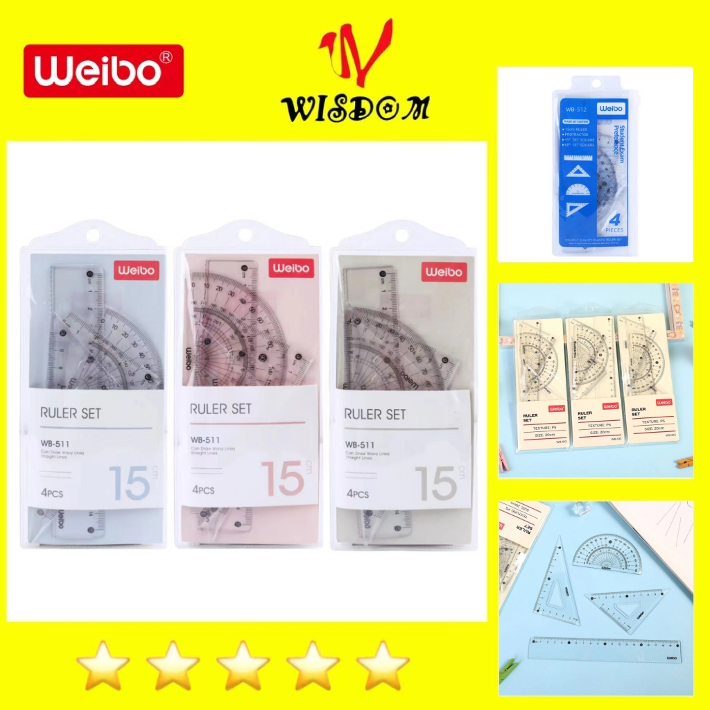 WISDOM WEIBO 15cm /20cm RULER SET （4pcs in 1） SCHOOL SUPPLIES/Giveaways ...