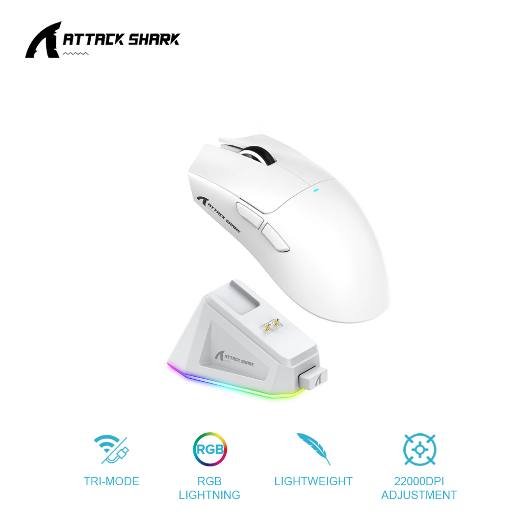 Attack Shark X11 Gaming Mouse with Magnetic RGB Charging Dock PixArt ...