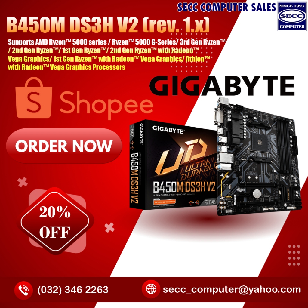 B450M DS3H V2 (rev. 1.x) | Shopee Philippines