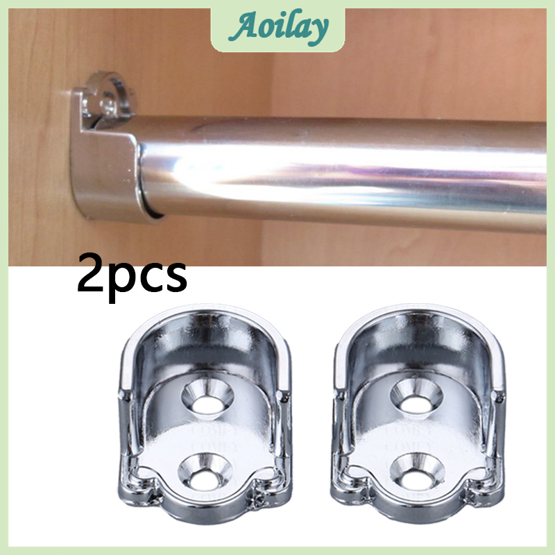 2Pcs Clothes Rail Support Rod Holder Closet Rod U Shaped Open Flange ...