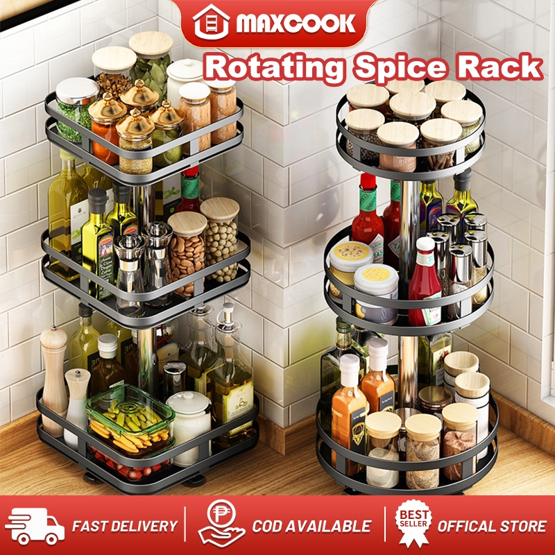 MAXCOOK 360 Rotating Spice Rack Organizer for Kitchen 3 Tier | Shopee ...