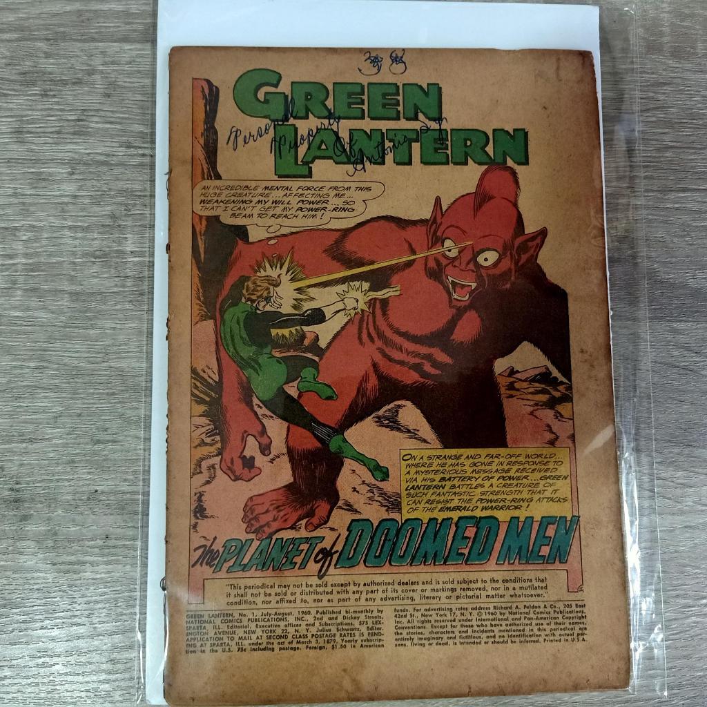(COVERLESS) Green Lantern #1 (DC comics 1960) - no cover - 1st app Oa ...