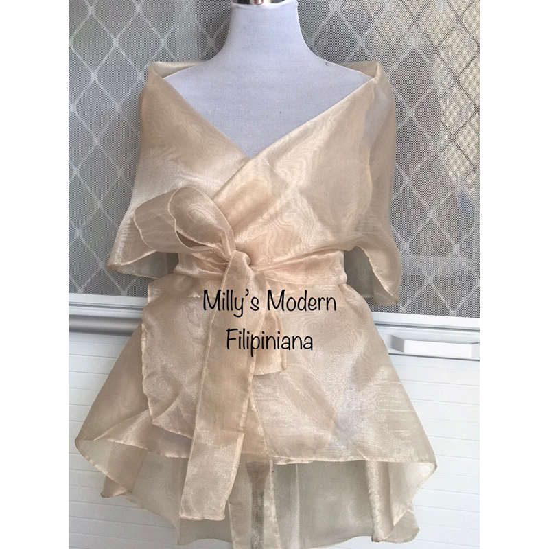 Milly’s Modern Filipiniana Plain Light Mocha freesize wrap around ...