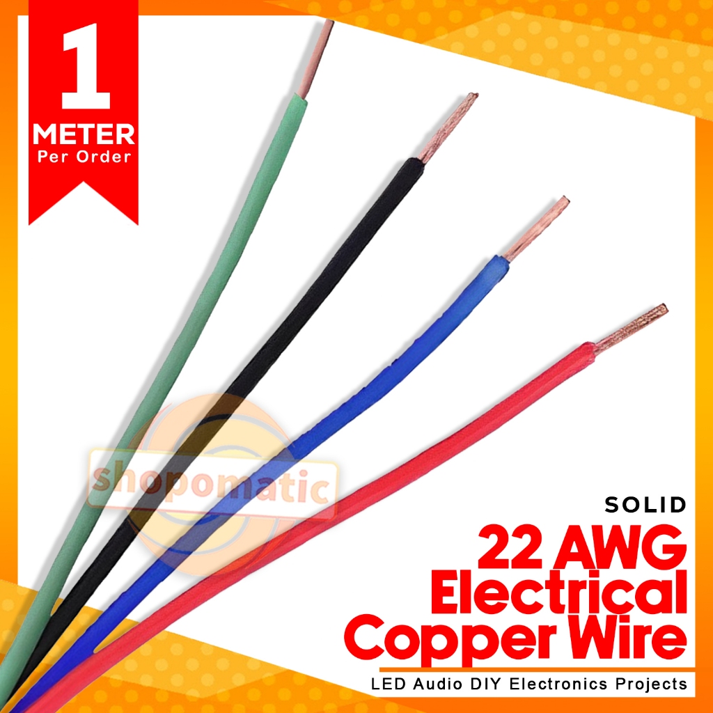 Solid Wire 22 AWG Electrical Copper Cable LED Audio DIY Electronics ...