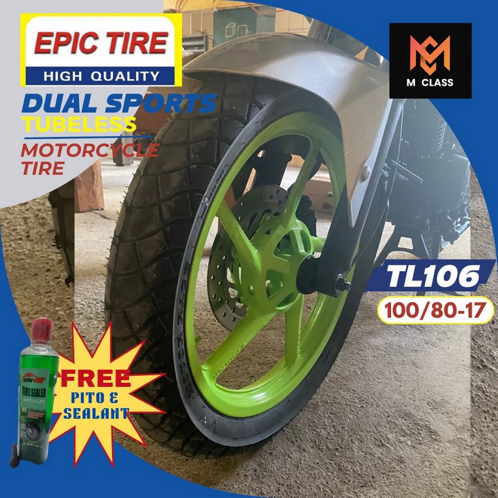 R17 TL106 DUAL SPORTS TUBLESS M/C TIRE FOR CB150X, ROUSER, Gixxer, FZi, FZ16, MT15 - EPIC 100/80 ...