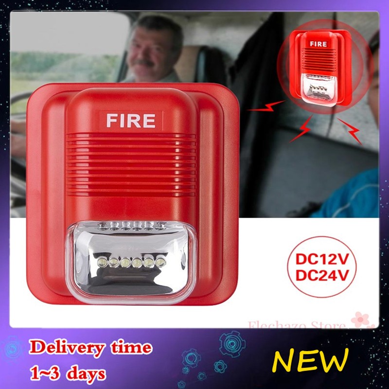 Sound & Light Fire Alarm Warning Strobe Horn Alert Safety System Sensor Siren Alarm for Home ...