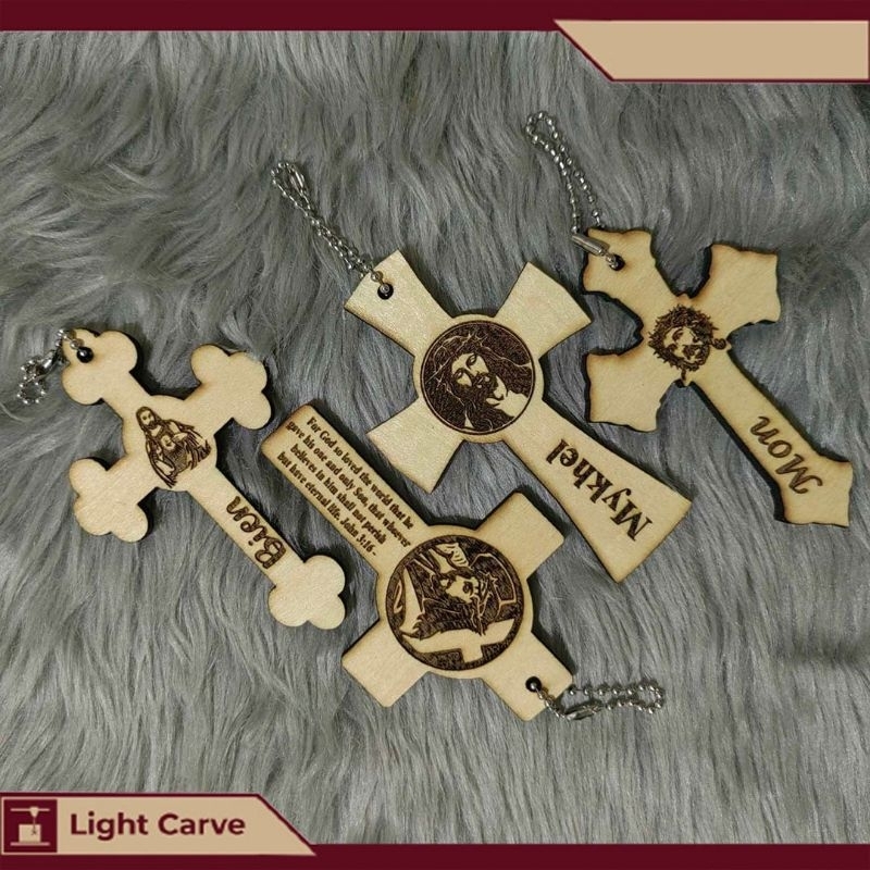 Laser Cut and Engraved Wooden Cross Keychain, Pocket Cross / Comfort ...