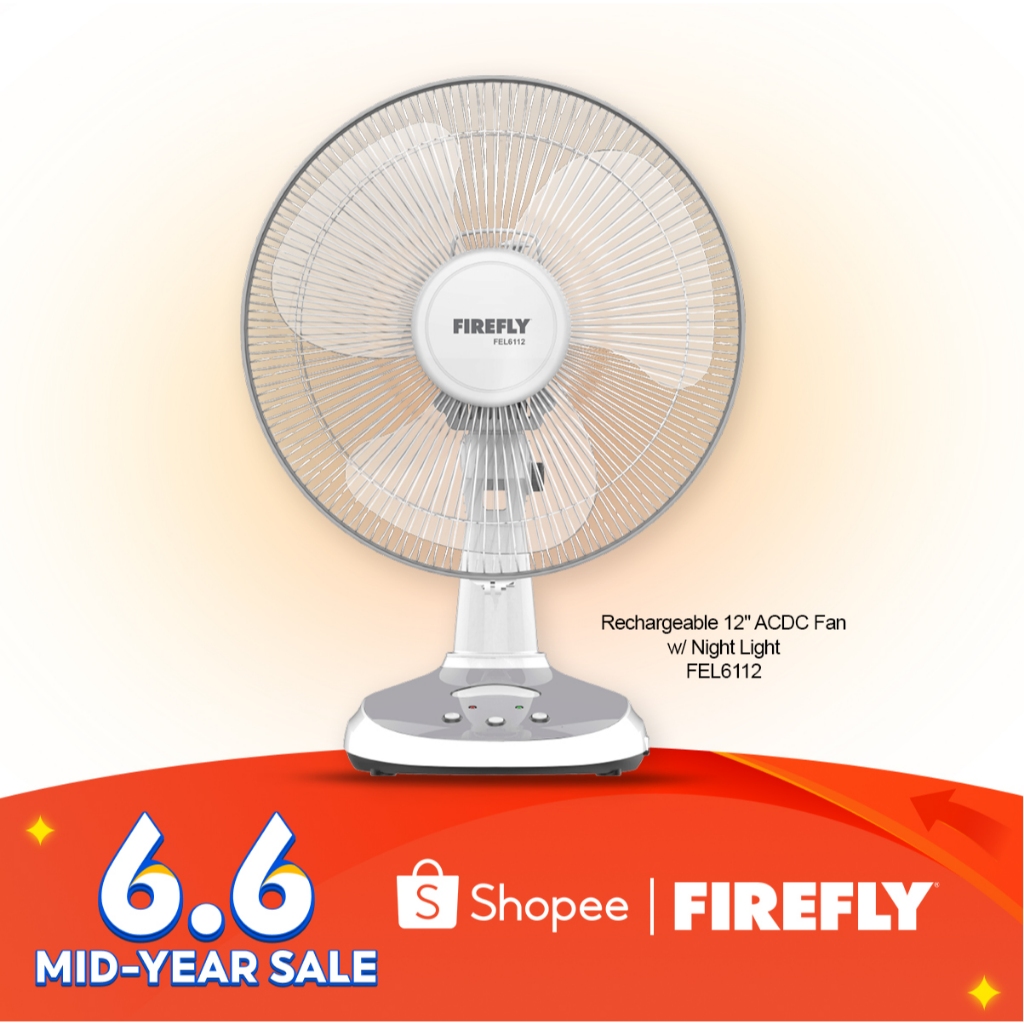 Firefly 12" Rechargeable Fan with Night Light - FEL6112 | Shopee ...