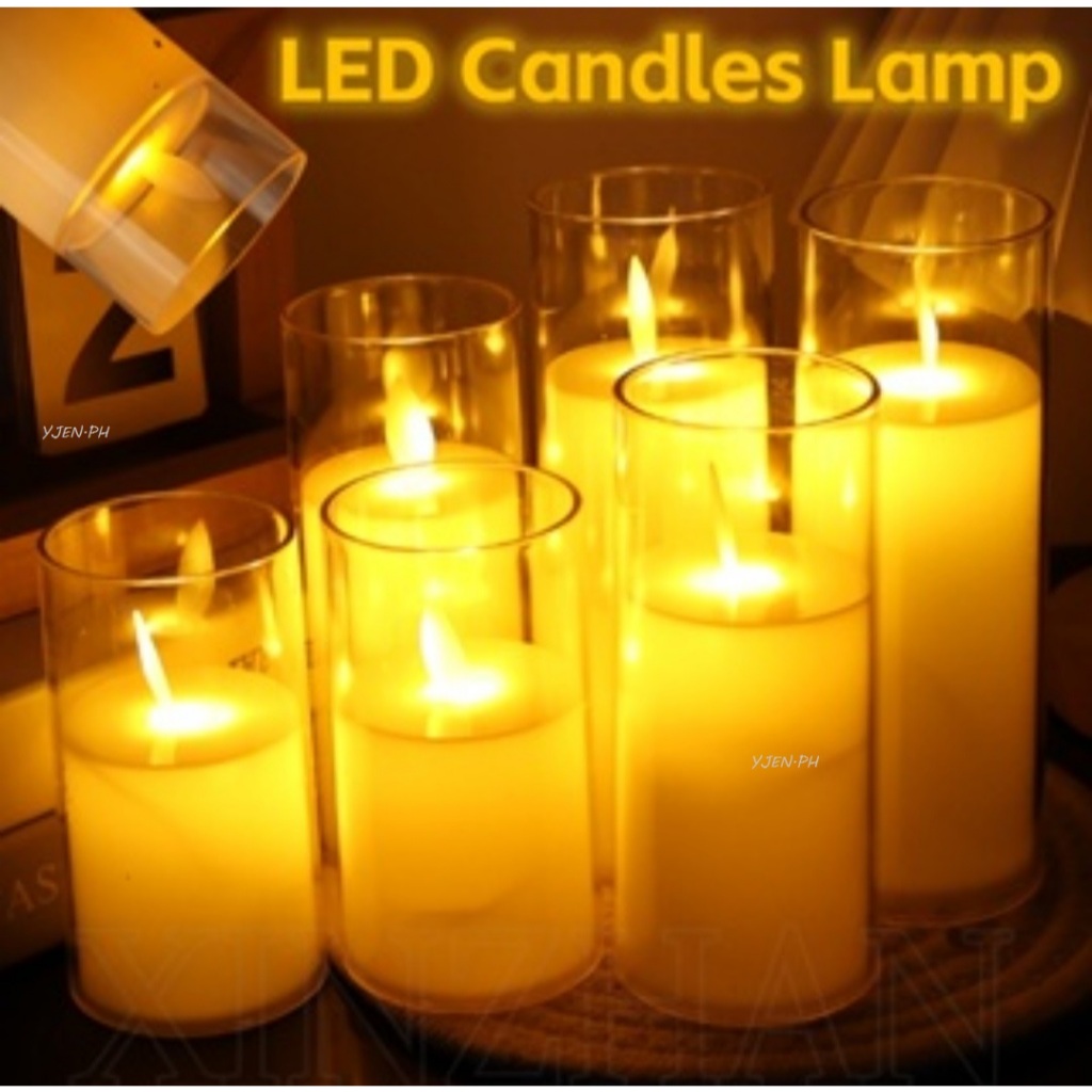 Electronic Candle Lights Flameless Tea Lights LED Glass Candle Romantic ...