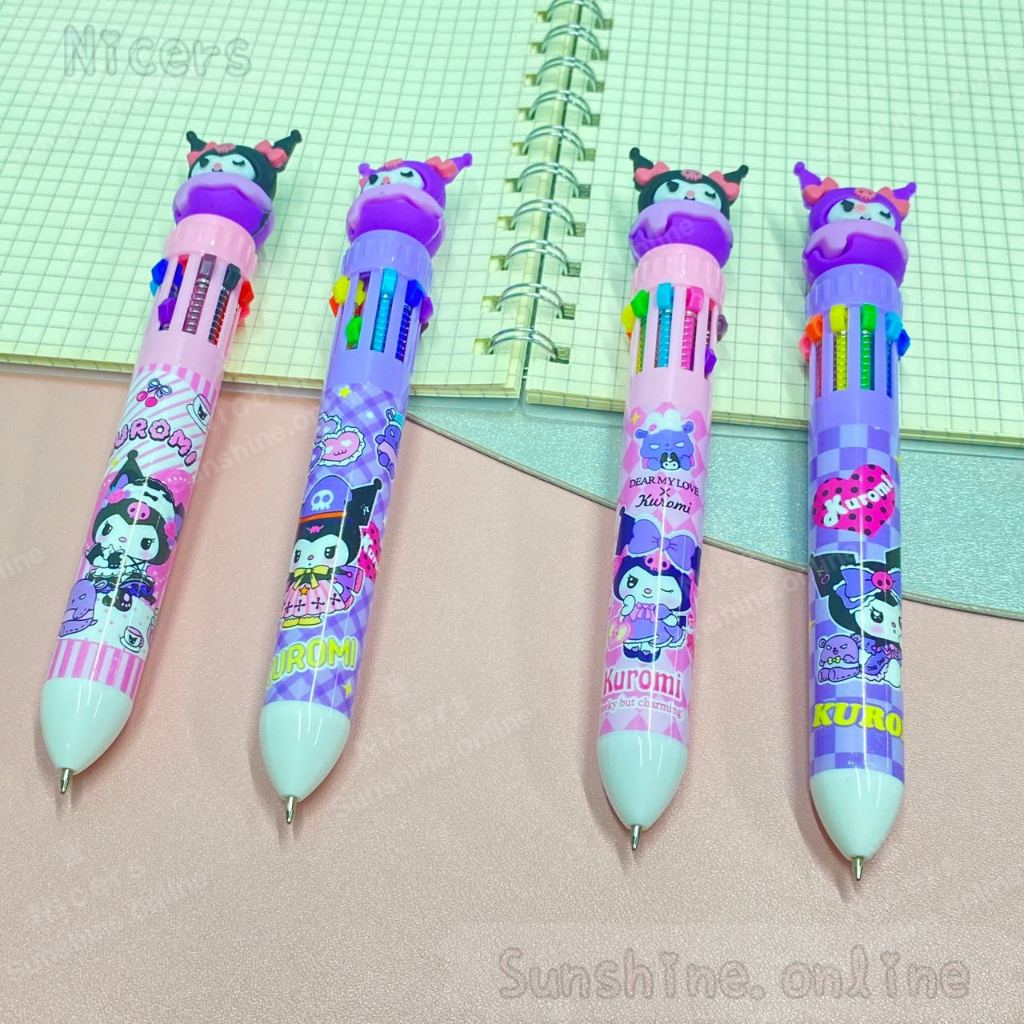 10in1 Colors Ballpoint pen Kuromi labubu unicorn stitch bear design ...