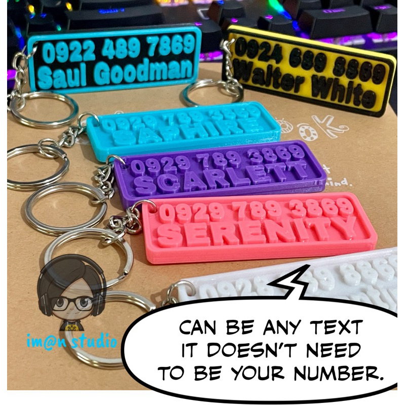 Customized Name Plate 3D Printed Keychain Tag | imanescstudio | Shopee ...
