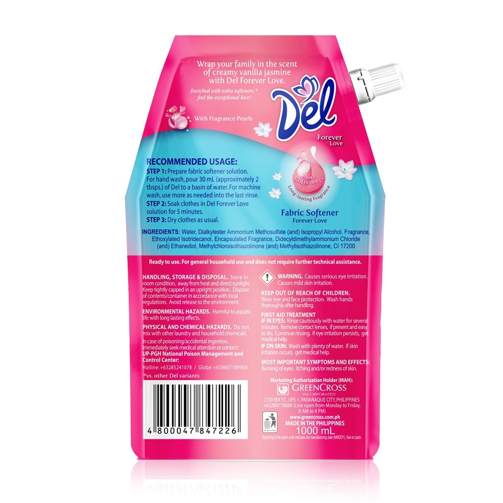 Del Forever Love Fabric Softener (1000 mL SUP) x3 | Shopee Philippines