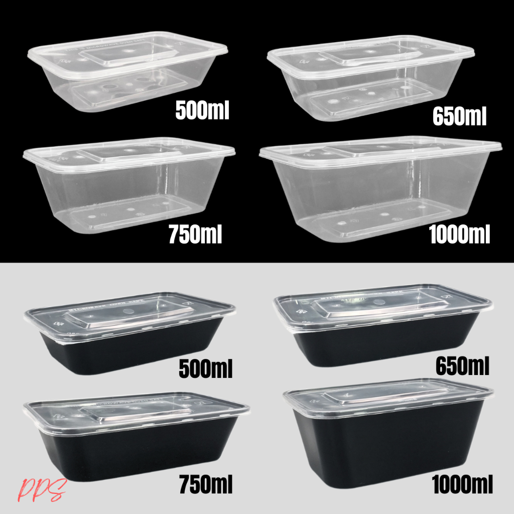 10pcs Rectangle Microwavable Food Container Disposable Plastic Tub 500ml/650ml/750ml/1000ml ...