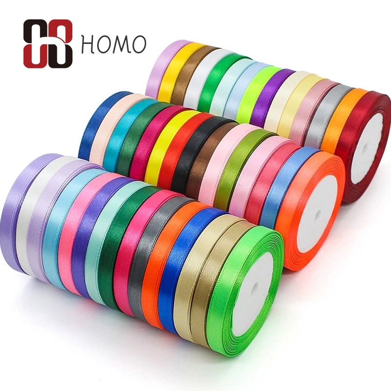 (25Yards) 1cm Satin Ribbon Roll Gift Packaging Ribbon Flower Decor DIY ...