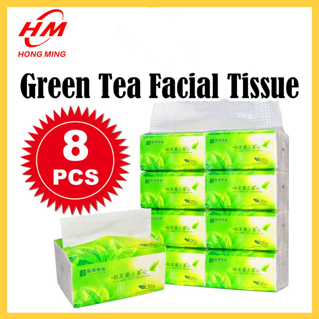KJZK GREEN TEA TISSUES 8PCS 1 PACK HIGH QUALITY TISSUE PAPER | Shopee ...