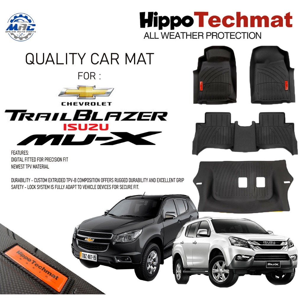 HIPPO TECHMAT for Isuzu MUX MU-X / TRAILBLAZER 2014-2023 Deep Dish matting Made in Thailand ...
