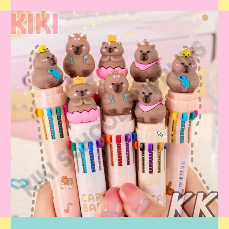 KK New Capybara Kawaii 10 Multicolored Pens Cute bear Cartoon Ballpoint ...