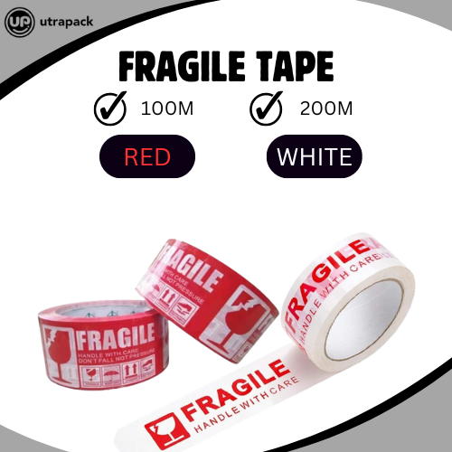 WHITE Fragile Tape/RED Fragile tape Packaging Tape 100M, 200M(with ...
