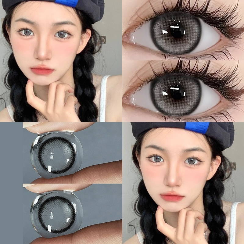 Midroo 1Pair Fog Mountain Soft Black Eye Contact Lens Grade 0.00 with ...