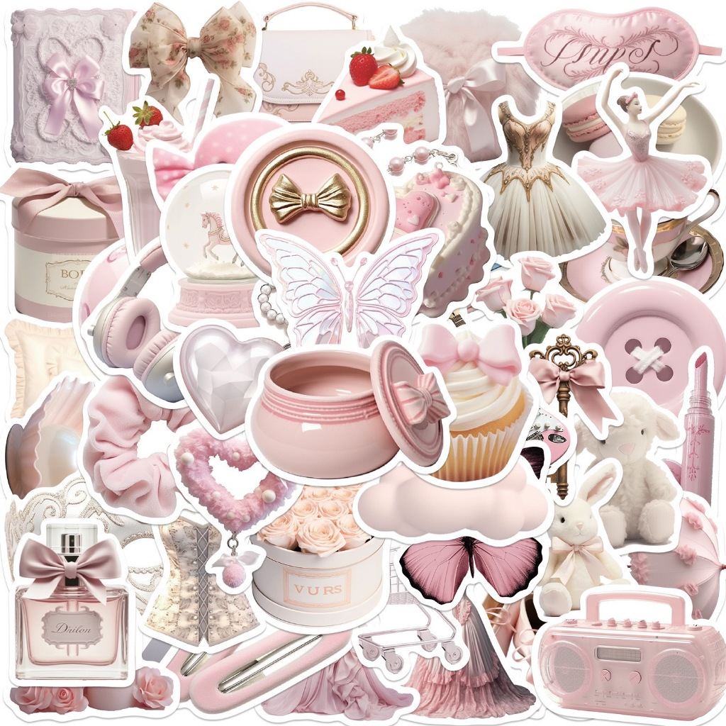 50Pcs Cute Pink Gentle Ballet Girl Style Graffiti Sticker Ins Style ...
