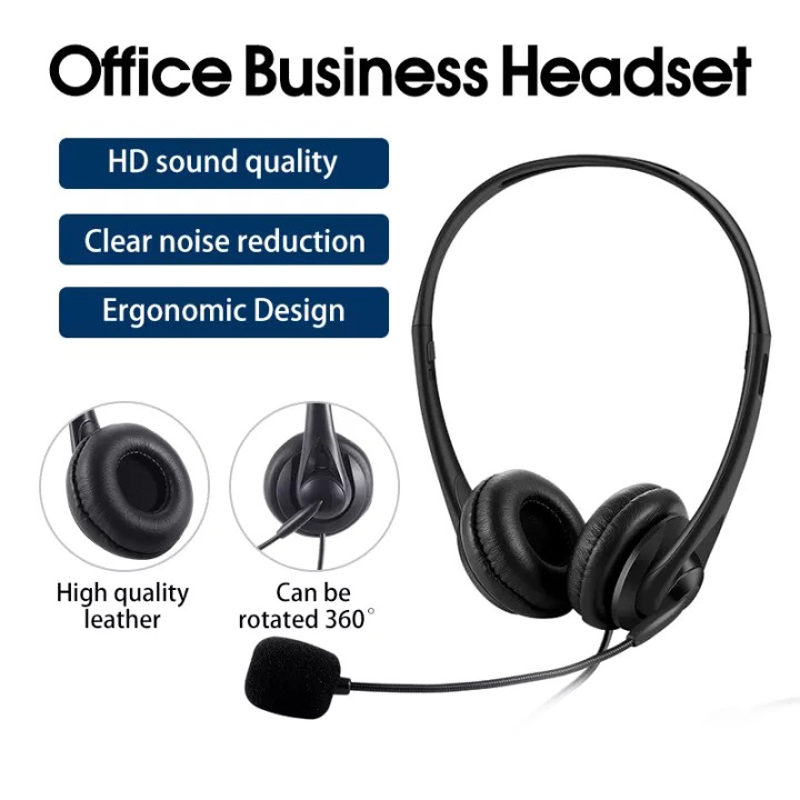 Wired Headset with Mic Noise Cancellation Headphone 3.5mm/USB 2.0 ...