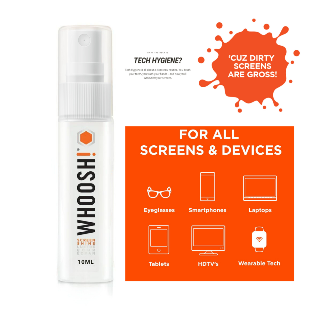 WHOOSH!Advanced Screen Shine Kit Spray and Microfiber Cleaner for ...