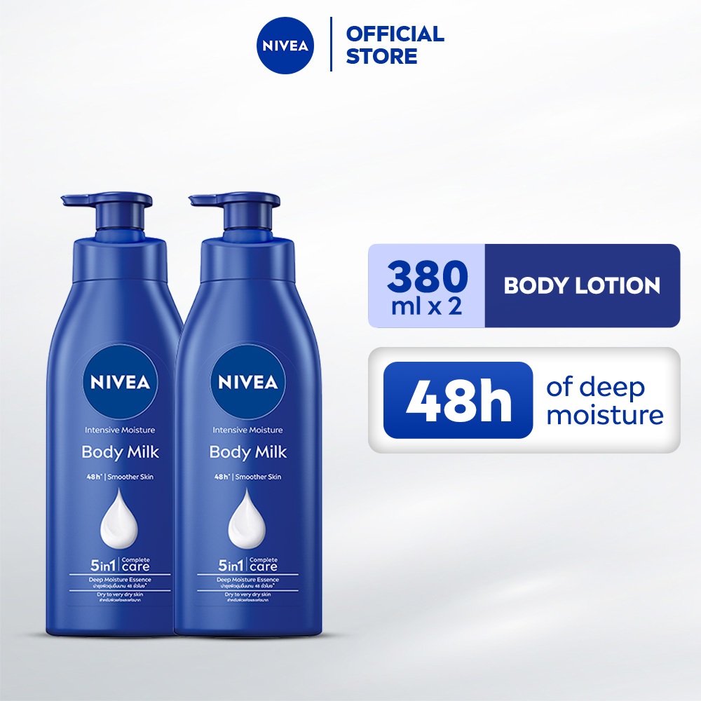 PACK OF 2 NIVEA Body Intensive Moisture Milk, Moisturizing Body Lotion for Dry Skin, 380ml ...