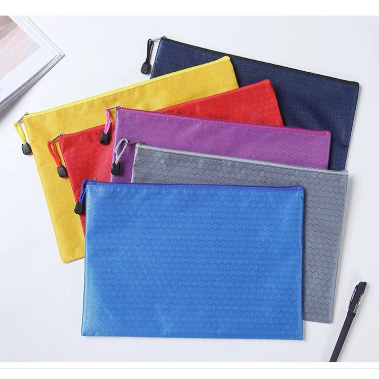Football pattern file bag A4 grid bag ticket zipper bag Oxford cloth ...