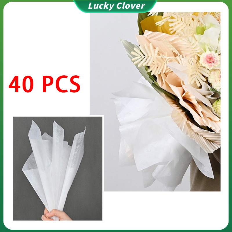 40Pcs Flower Packaging Paper Wrapping Art Tissue Paper Solid Color Milk ...