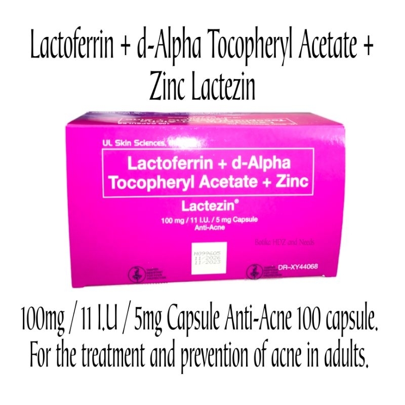 Lactezin Anti-Acne with Vitamin E (100capsules) for Pimples/Acne ...