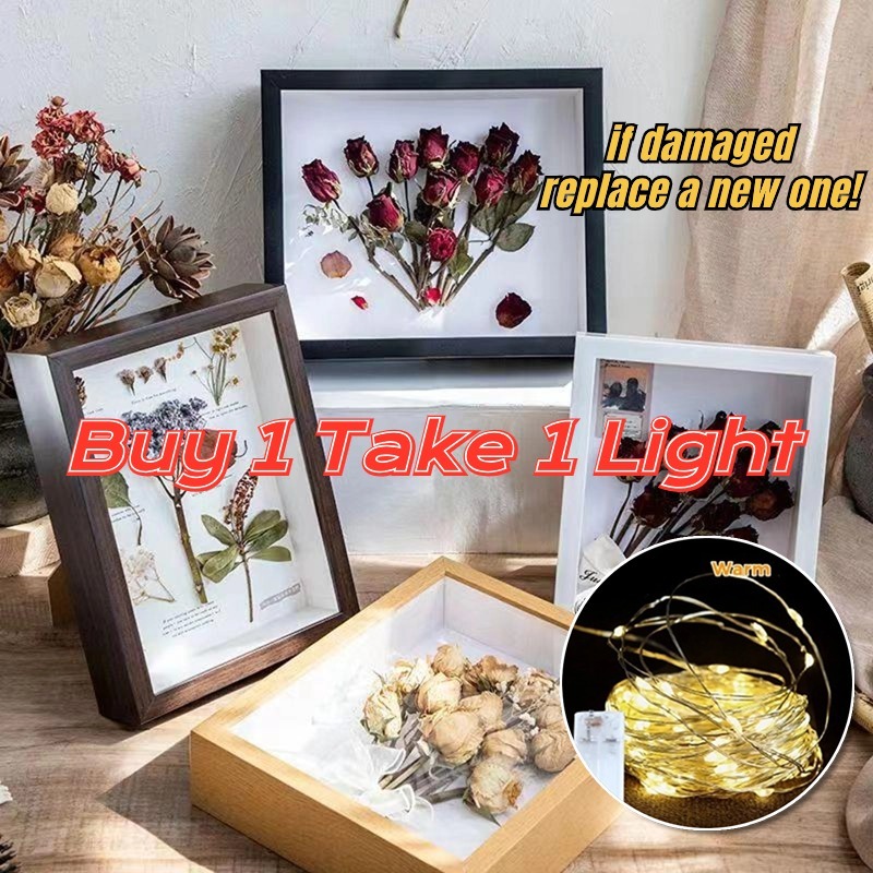 Flower Frame Shadow Box Depth 5CM DIY Transparent Glass Wooden Floating ...