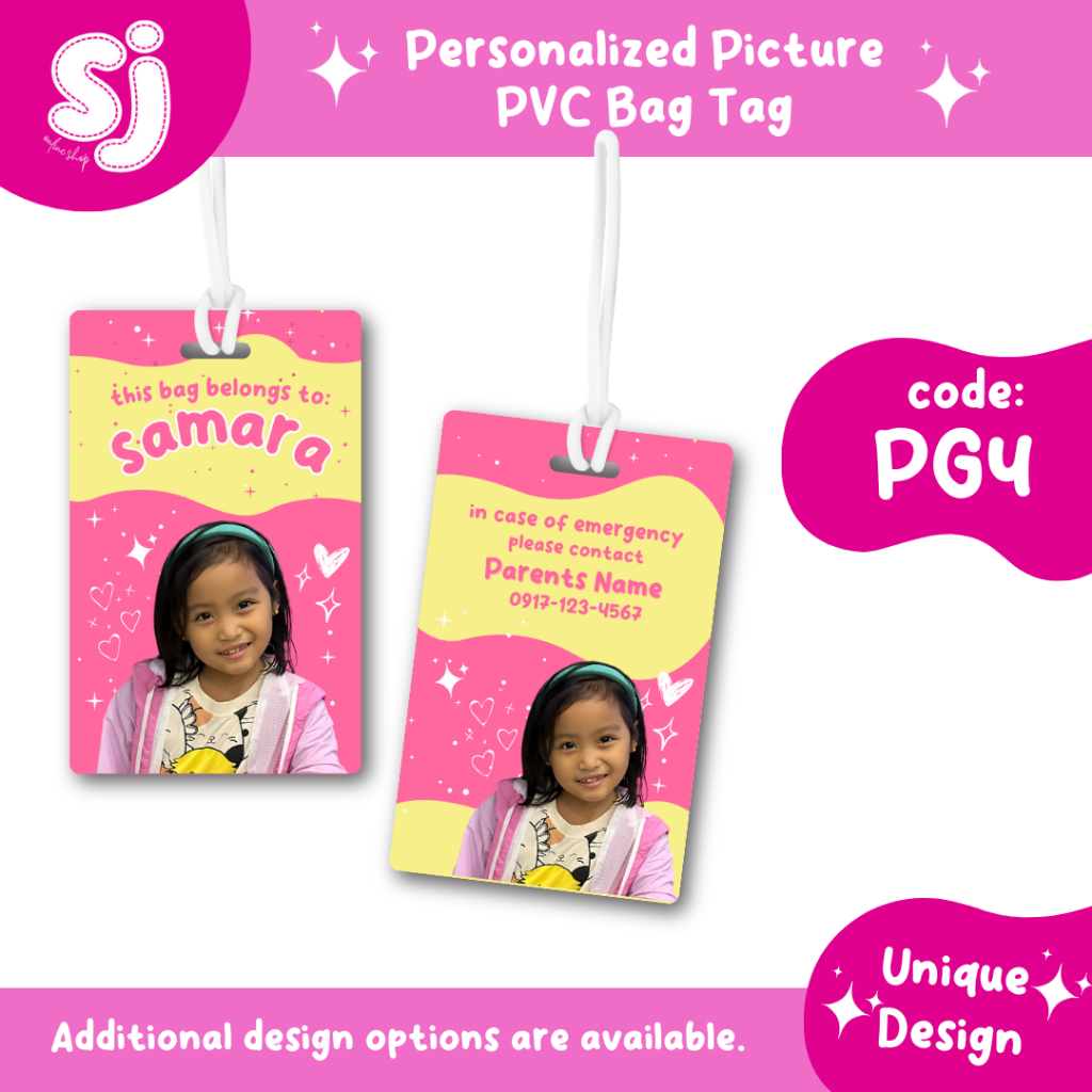 PVC PERSONALIZED PICTURE BAG TAG FOR KIDS | BACK TO SCHOOL BAG TAG ...