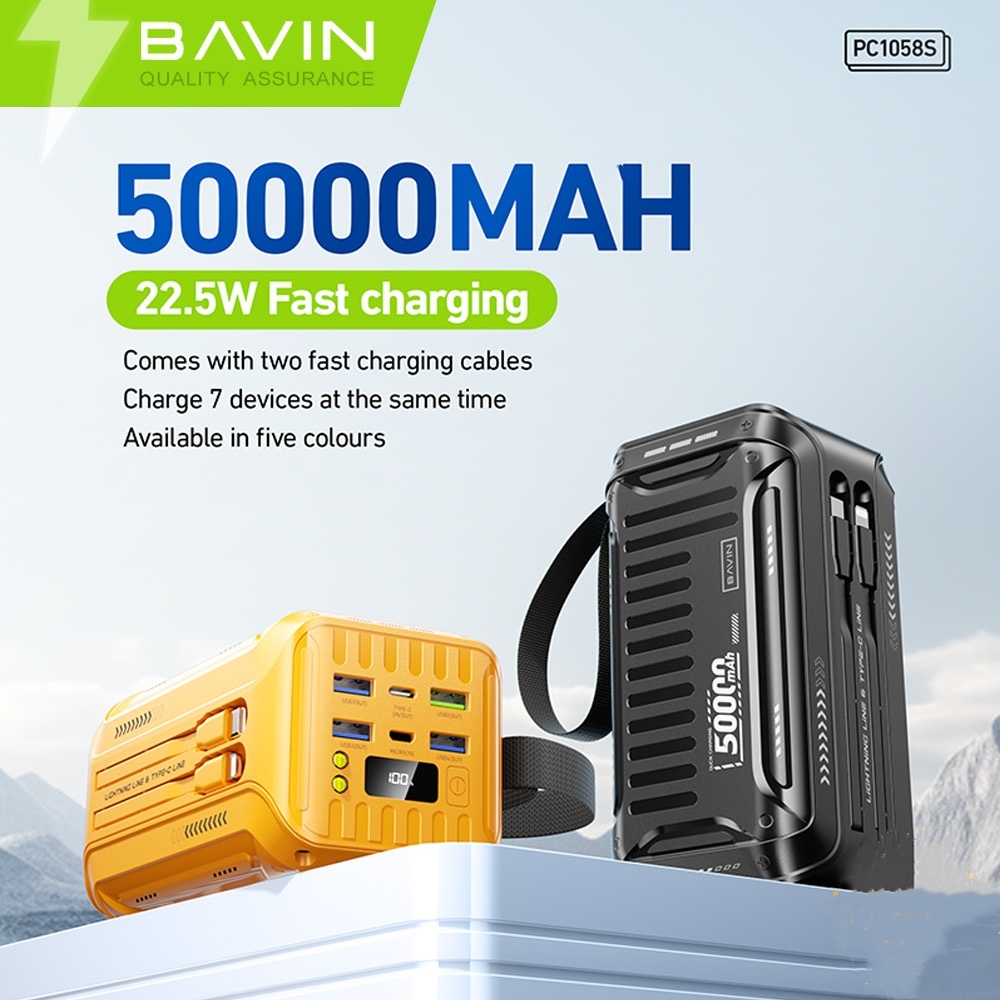 BAVIN PC1058 50000mAh Power Bank 22.5W Fast Charging with Charge Cable ...