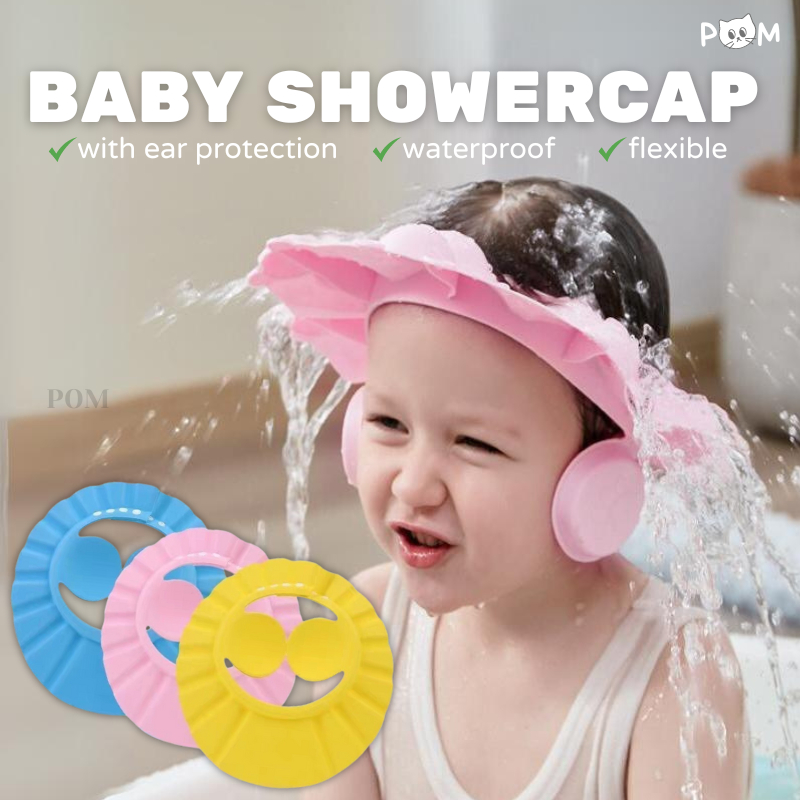 POM Baby Ear Protection Caps Adjustable 3 Colors Of Shower Caps Infant ...