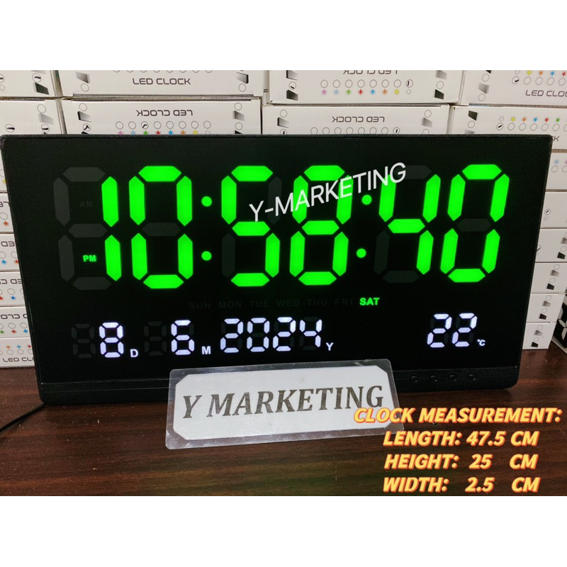 (8025) Largest Digit Led Digital Wall Hang Clock Adjustable Brightness ...