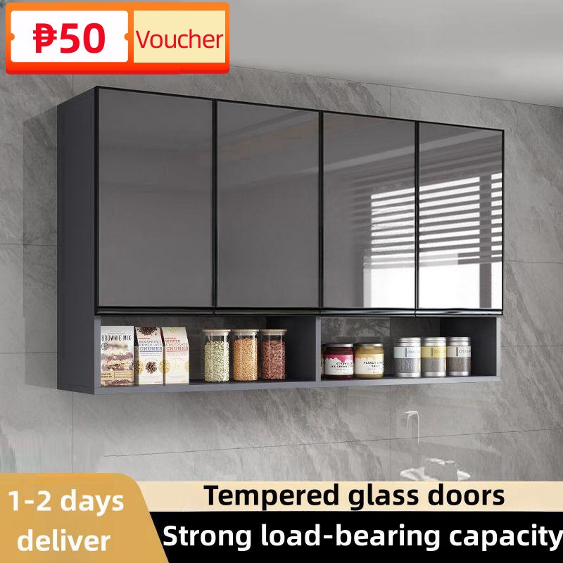 Aluminum Kitchen Cabinet Wall Mounted Glass Pantry Hanging Cabinet Wall ...