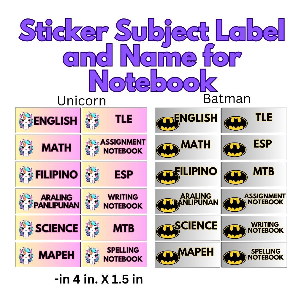 Custom Sticker Subject Labels and Name Stickers for Notebooks – and ...