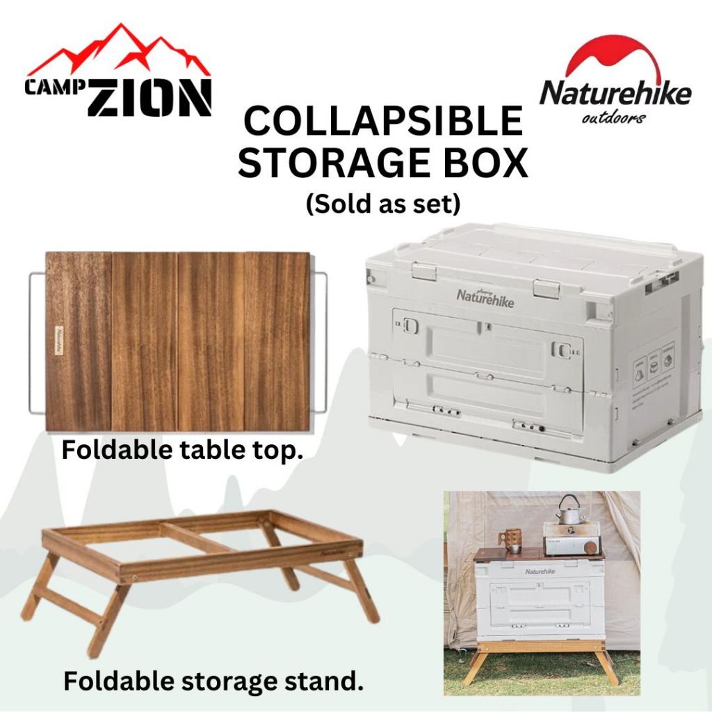 Naturehike Camping Storage Box Set Foldable Wooden Table Top and ...