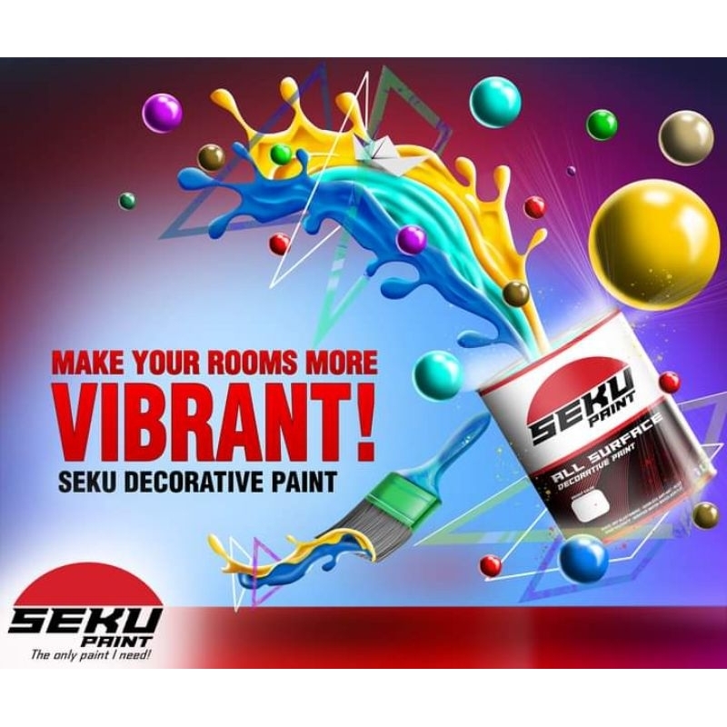 SEKU ALL SURFACE WATER BASED 1 LITER DECORATIVE PAINT FOR WOOD, STEEL ...