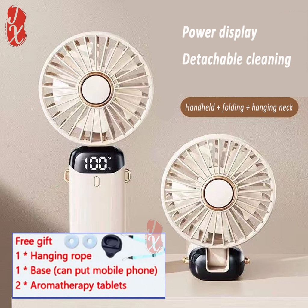 Mini Fan with Battery Indicator Portable 5-speed Neck-Hanging Handheld ...