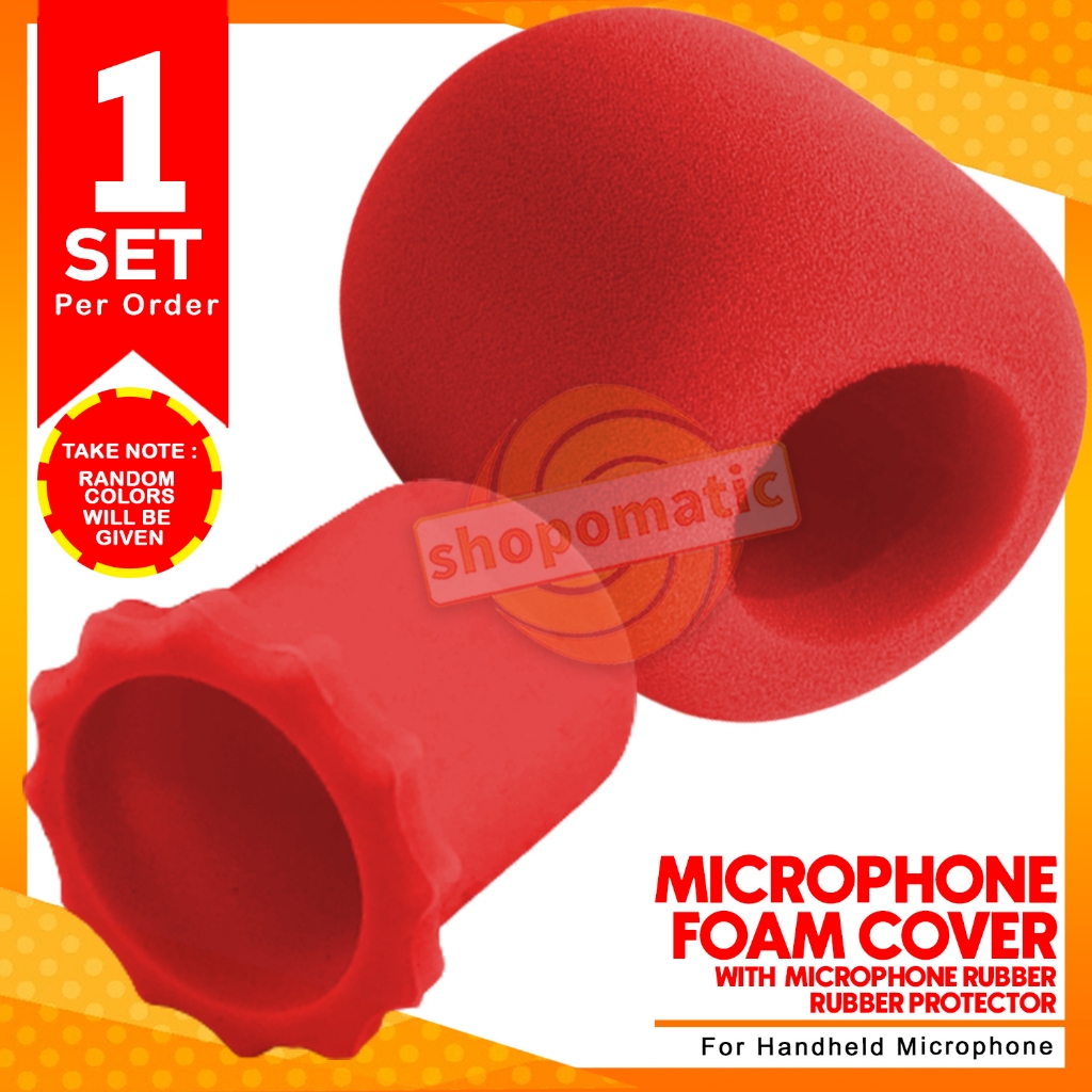 (1-SET) Microphone Foam Cover With Microphone Bottom Rubber Protector ...